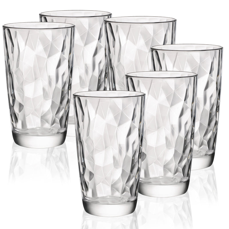 Diamond Cooler Glass 47 cl Set of 6 in Transparent Glass – Bormioli Rocco